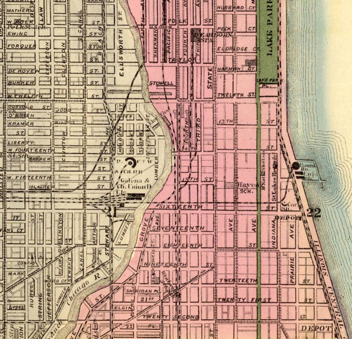 Old Vintage Map of Chicago 1886 Vintage Poster Wall Art | Etsy
