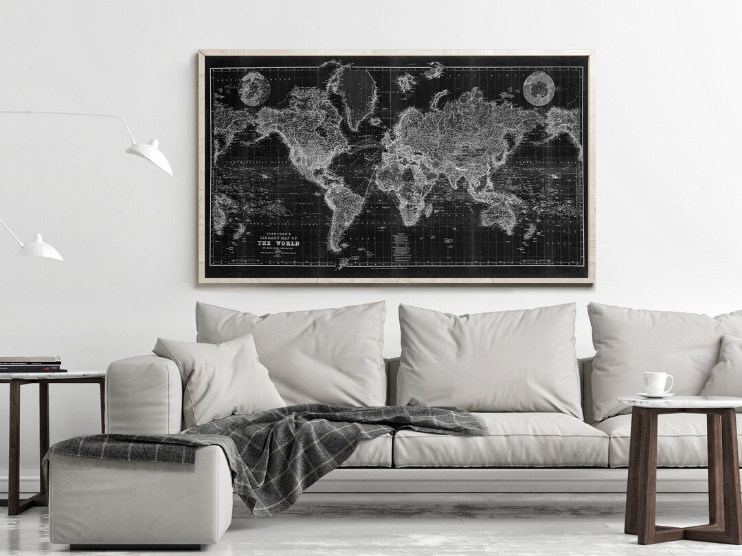 OLD WORLD MAP Black and Sepia World Map Poster Print World Map Gift ...