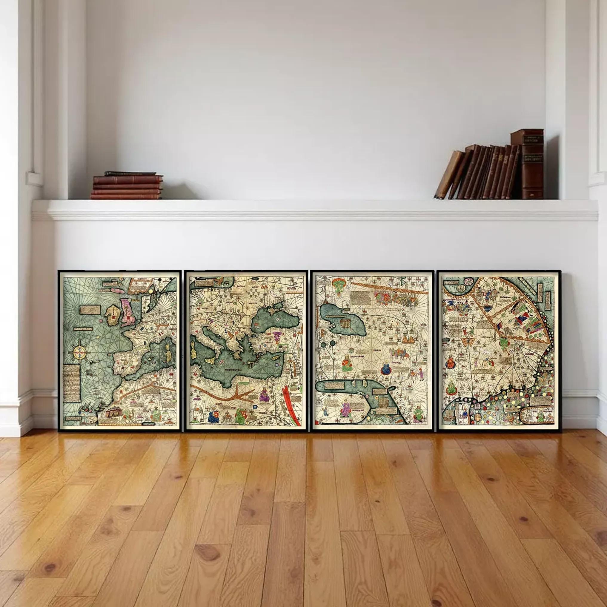 Medieval Catalan World Map 1375 Europe, Mediterranean Sea and Middle ...