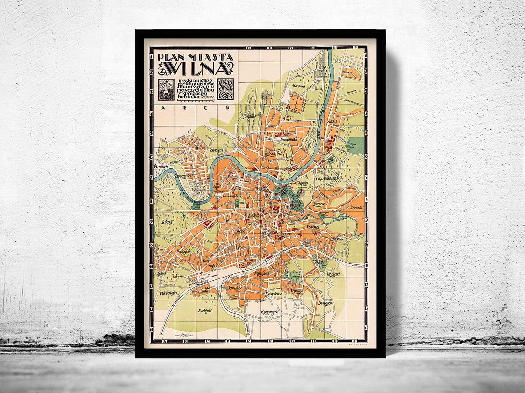 Old Map of Vilnius Lithuania 1930 Vintage Map Vintage Poster Wall Art ...