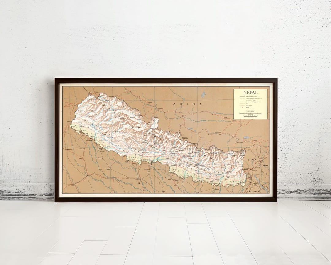 Old Map of Nepal 1968 Vintage Map of Nepal | Vintage Poster Wall Art ...