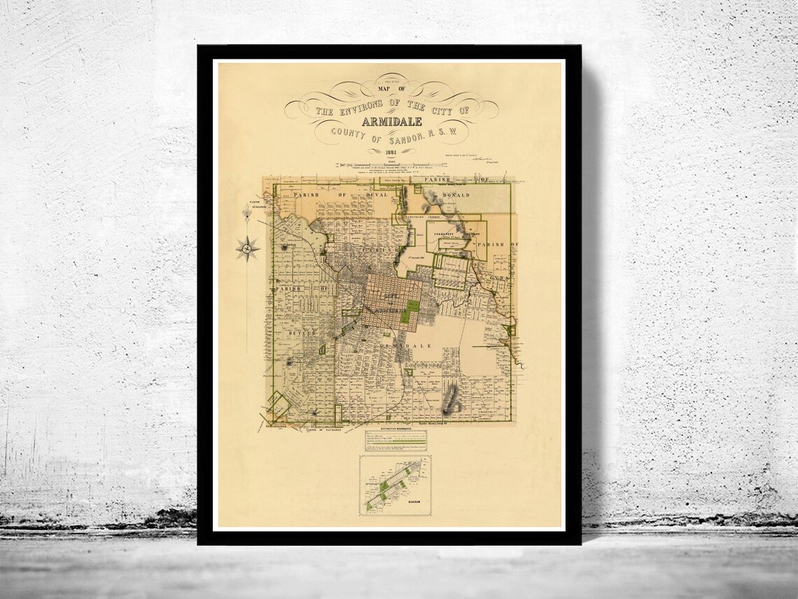 Old Map of Armidale City Australia 1881 Vintage Map Vintage - Etsy