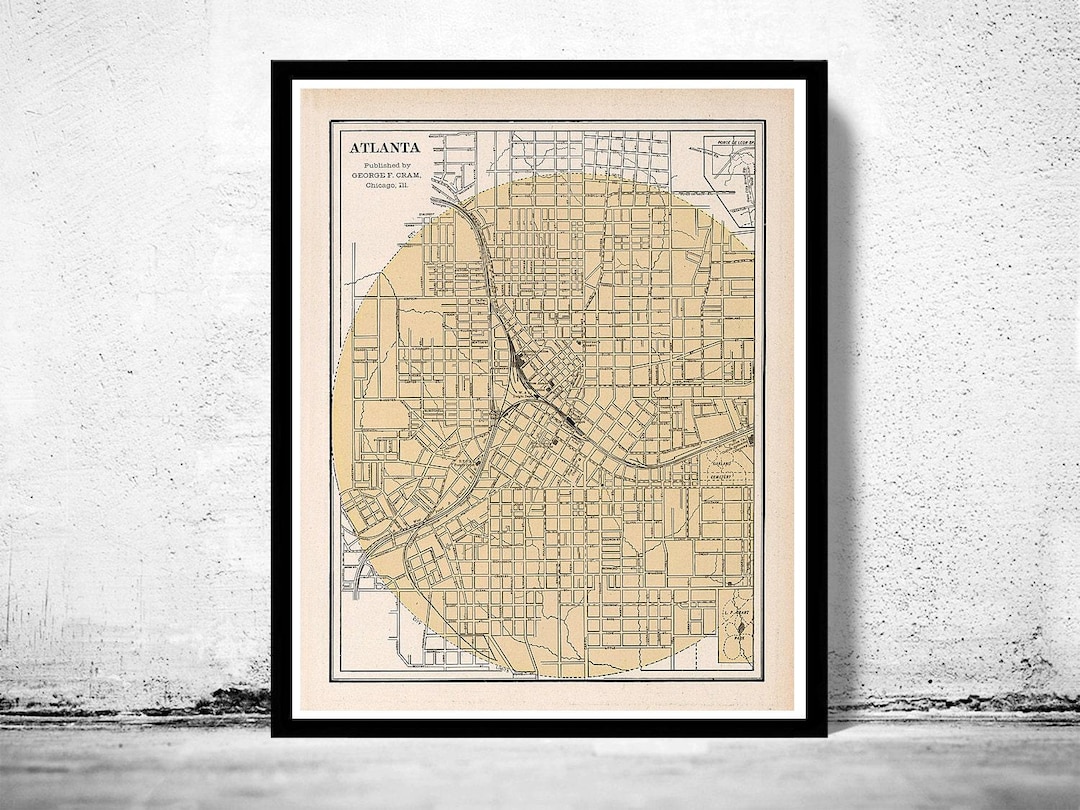 Old Map of Atlanta City 1901 Vintage Map | Large Map Print | Home Decor ...