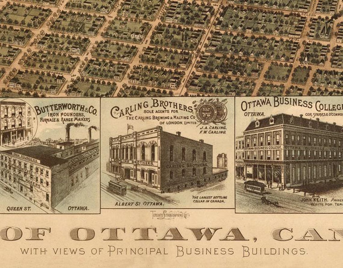Old Map of Ottawa Canada 1895 Panoramic View | Wall Map Print - Etsy Canada