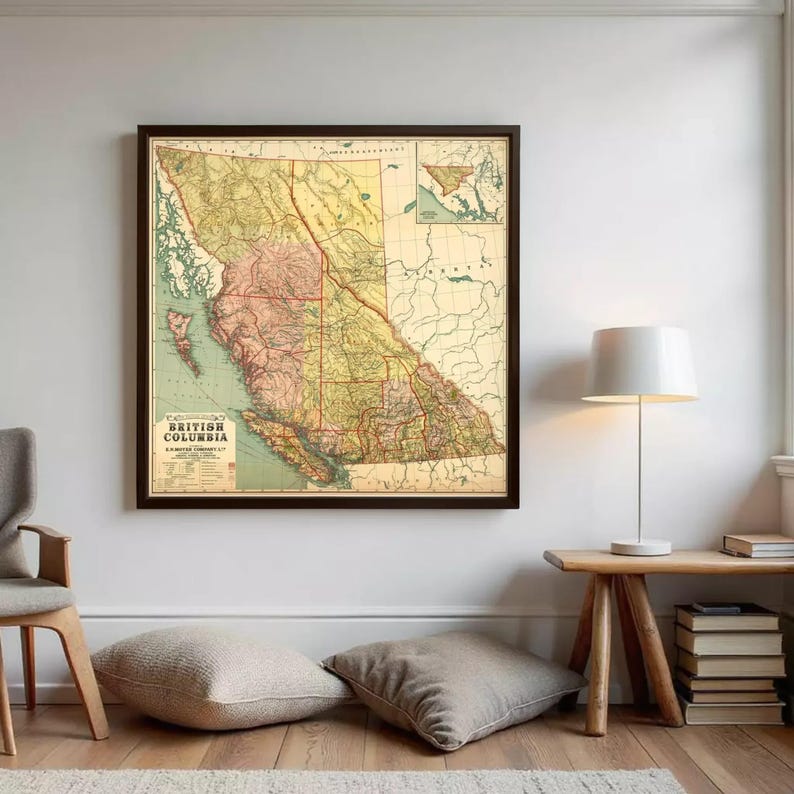 Old Map of British Columbia 1915 Canada Vintage Map | Wall Map Print - Etsy