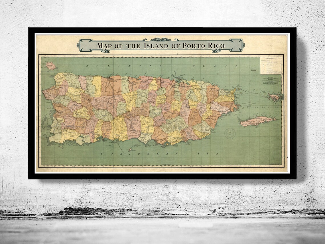 Old Map of Puerto Rico Island 1915 Vintage Map Vintage - Etsy