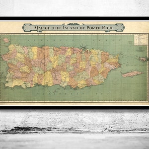 Old Map of Puerto Rico Island 1915 Vintage Map | Vintage Poster Wall ...