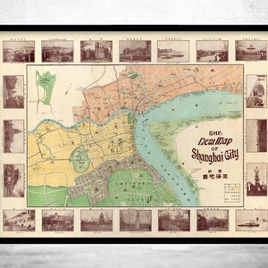 Old Map of Shanghai 1908 China Vintage Map Vintage Poster Wall Art ...
