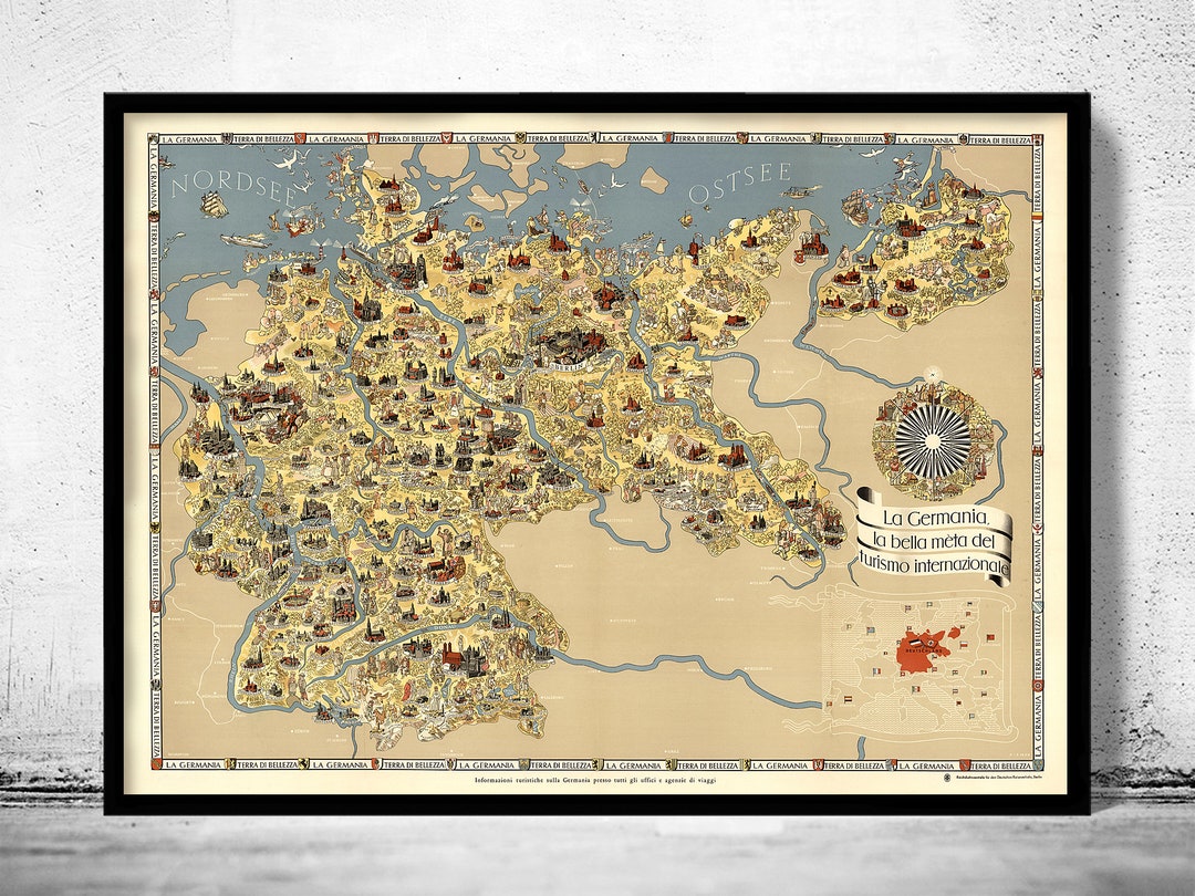Old Map of Germany Tourism Guide 1941 Vintage Map Vintage Poster Wall ...