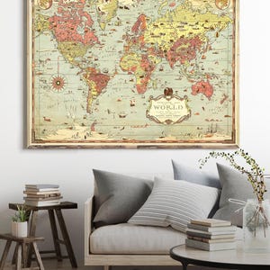 Beautiful Vintage World Map 1931 Vintage Map | World Map Gift World Map ...