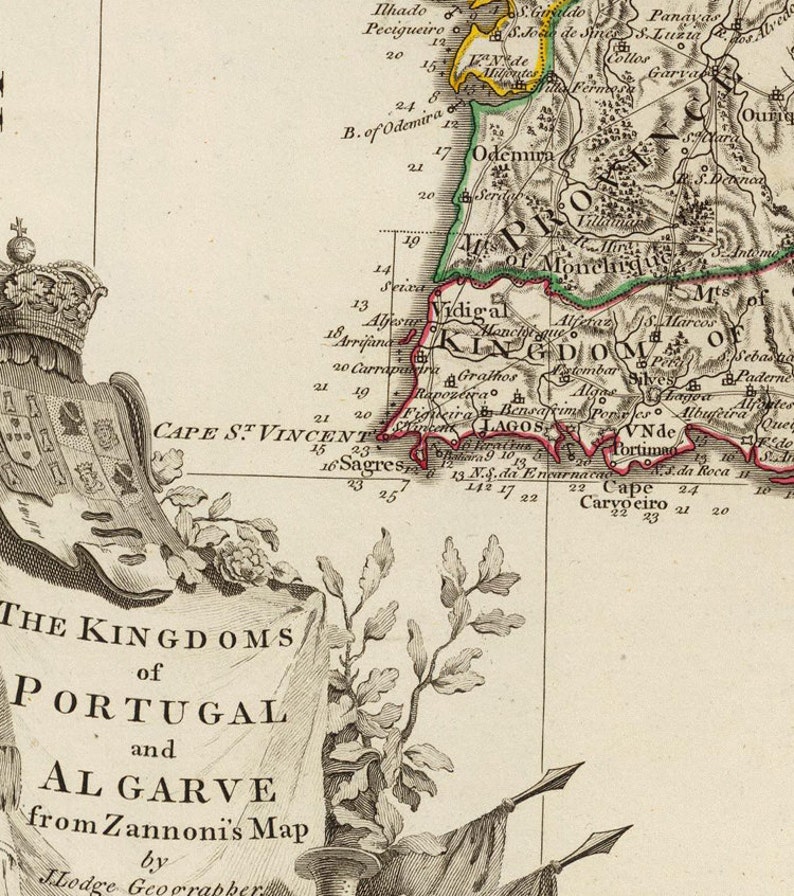 Old Map of Portugal 1794 Mapa De Portugal Portuguese Map - Etsy