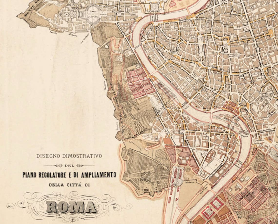 Old Map of Rome 1883 Vintage map of Rome Vintage Poster | Etsy