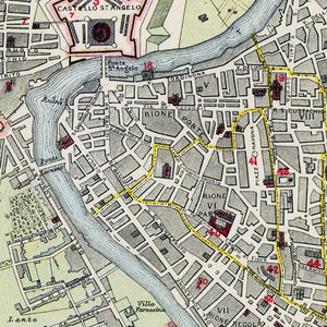 Old Map of Rome Italy 1883 Vintage Map of Rome | Vintage Poster Wall ...