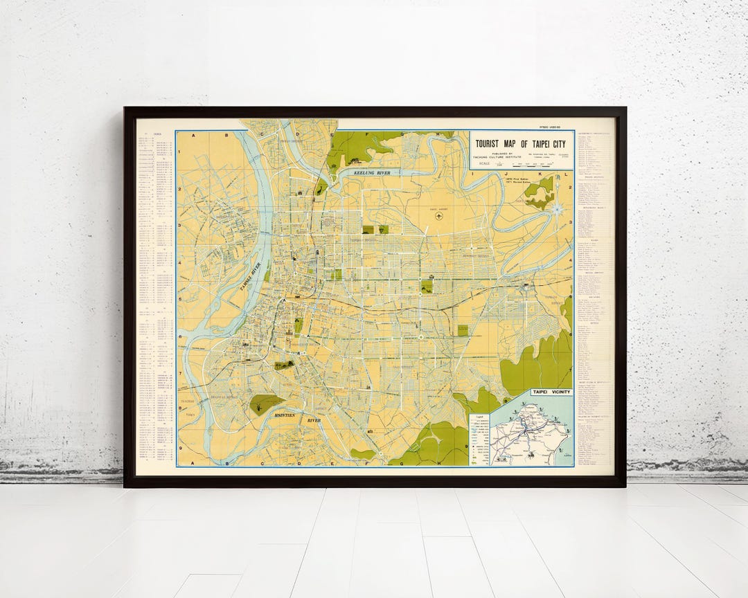Old Map of Taipei Taiwan Touristic Guide Map | Vintage Poster Wall Art ...