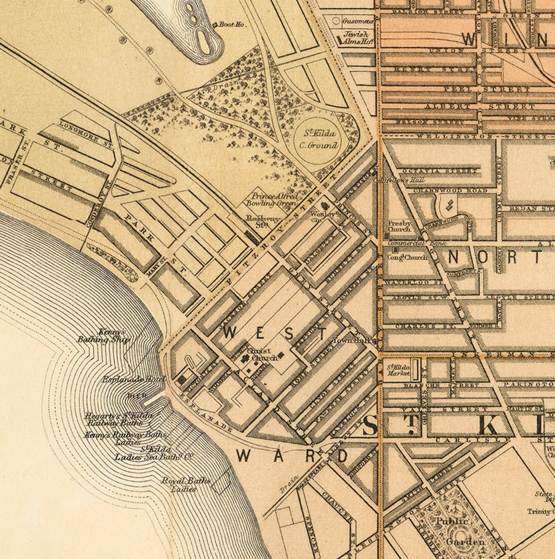 Old Map of Melbourne 1879 Australia Vintage Map Vintage - Etsy