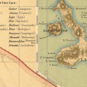 Old Map of Ecuador 1894 Equator Republic Vintage Map | Vintage Map Wall ...