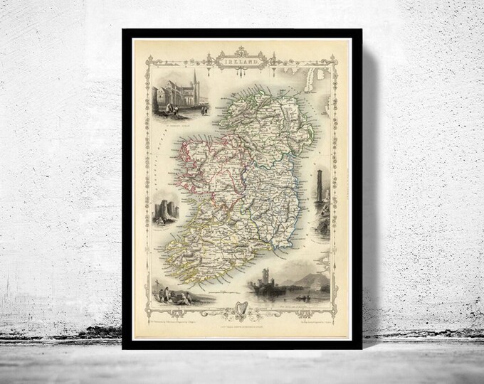Ireland Map Print Map Vintage Old Maps Antique Map Poster Map Wall ...