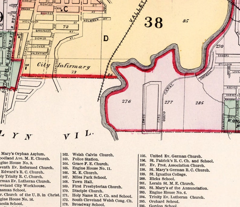 Old Map of Cleveland 1892 Vintage Map Vintage Poster Wall - Etsy