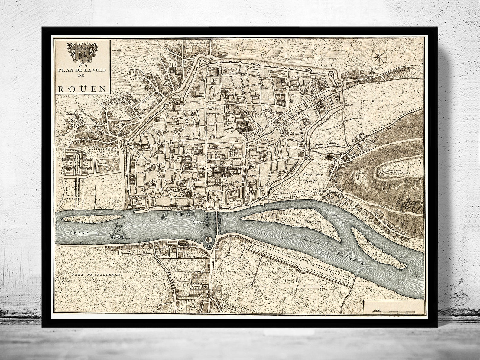 Old Map of Rouen France City Plan 1740 Vintage Map Vintage - Etsy