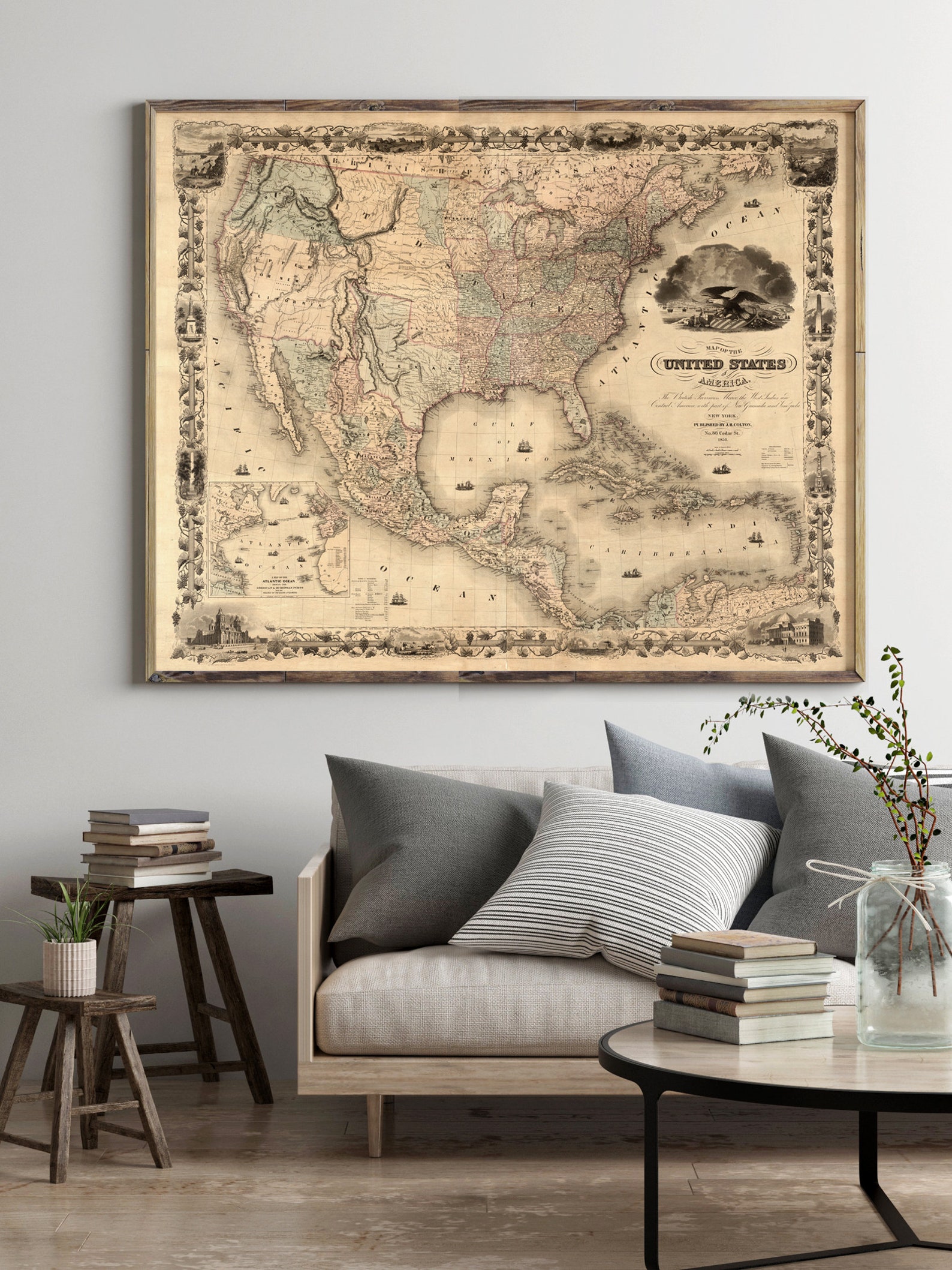 Old Map of United States 1850 Vintage Map Vintage Poster | Etsy