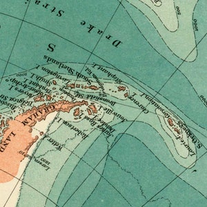 Old Map of Antarctica 1923 Vintage Map of Antarctica World Map Gift ...
