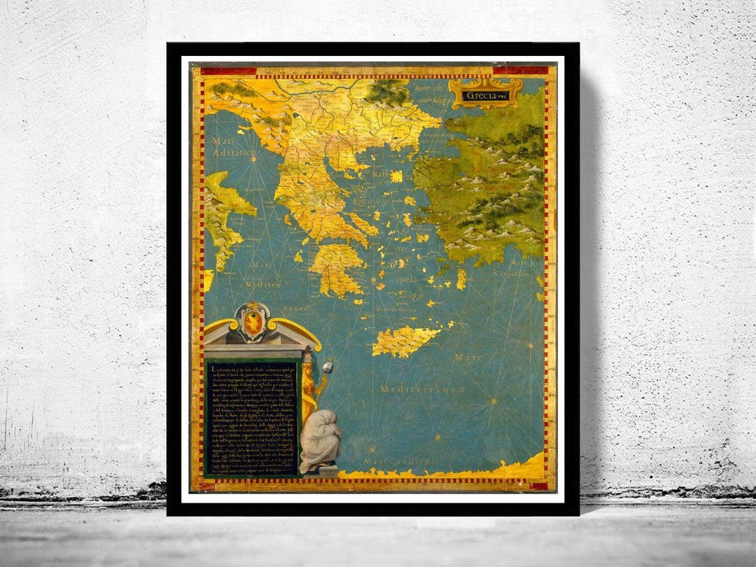 Old Map of Greece 1585 Vintage Map | Vintage Map Wall Art Print | Large ...