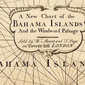 Old Map of Bahamas Bahama Islands 1737 Vintage Map Vintage Poster Wall ...