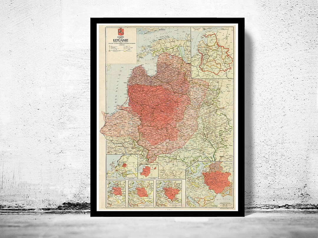 Old Map of Lithuania 1920 Vintage Map | Vintage Poster Wall Art Print ...