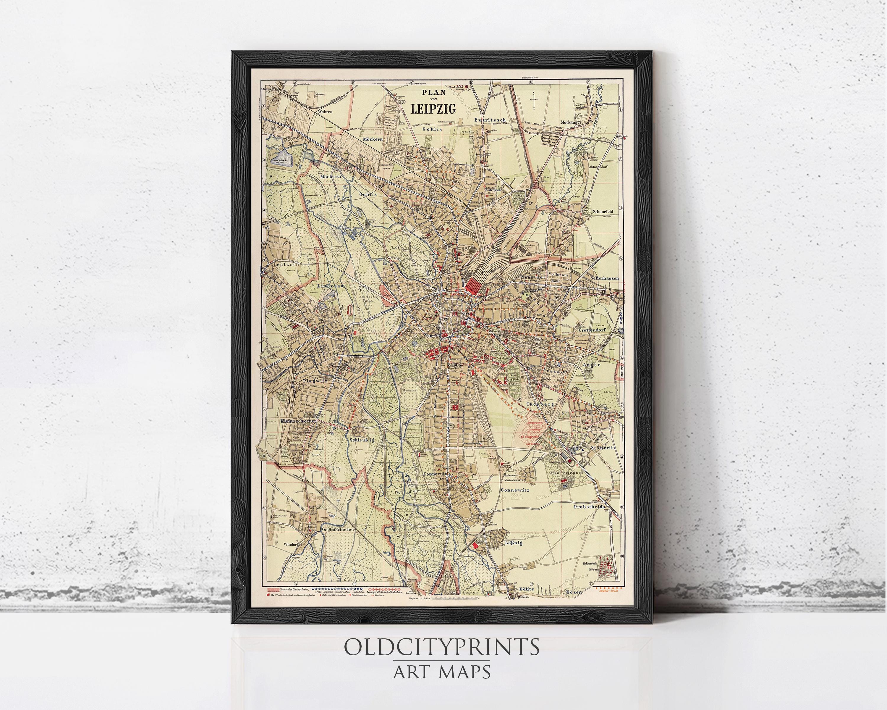 Old Map of Leipzig 1925 Germany Vintage Map of Leipzig | Wall Map Print ...