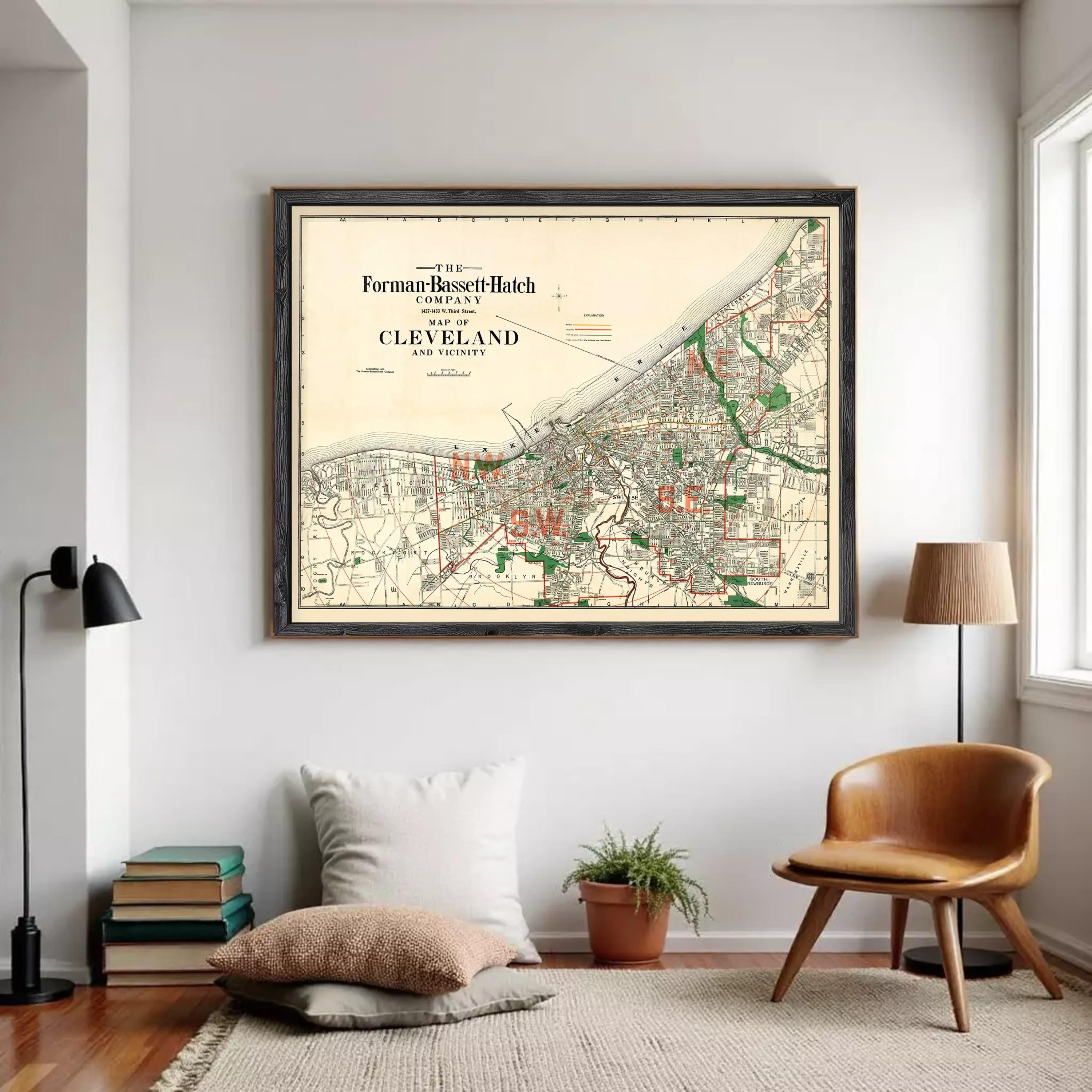 Old Map of Cleveland and Suburbs 1912 Vintage Map | Wall Map Print - Etsy