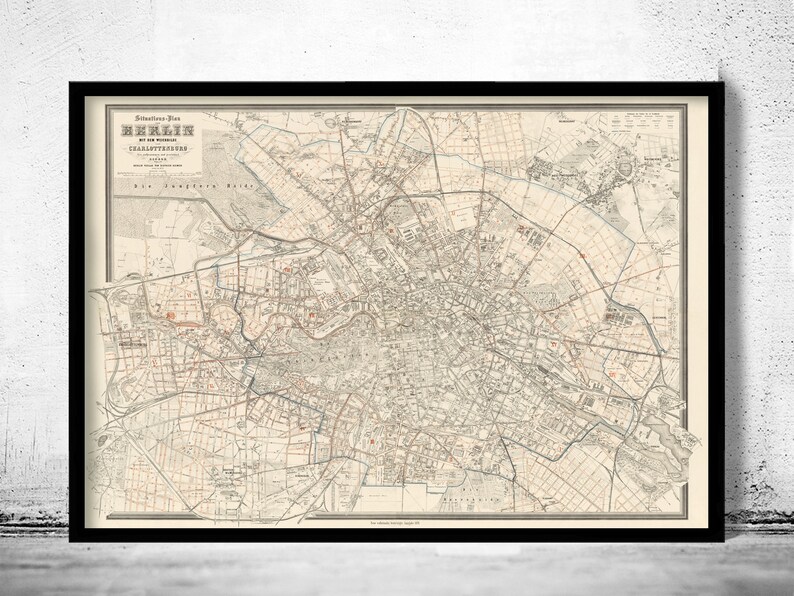 Old Map of Berlin Germany 1894 Vintage Map Vintage Poster | Etsy