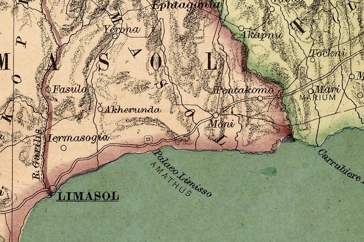 Old Map of Cyprus 1878 Vintage Map Vintage Poster Wall Art - Etsy UK