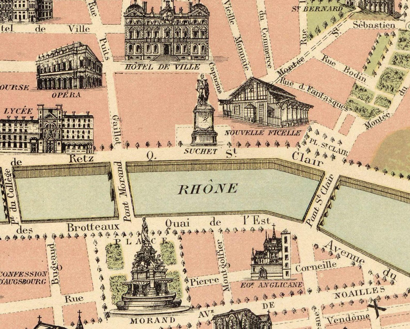 Old Map of Lyon France 1894 Vintage Map of Lyon | Wall Map Print - Etsy