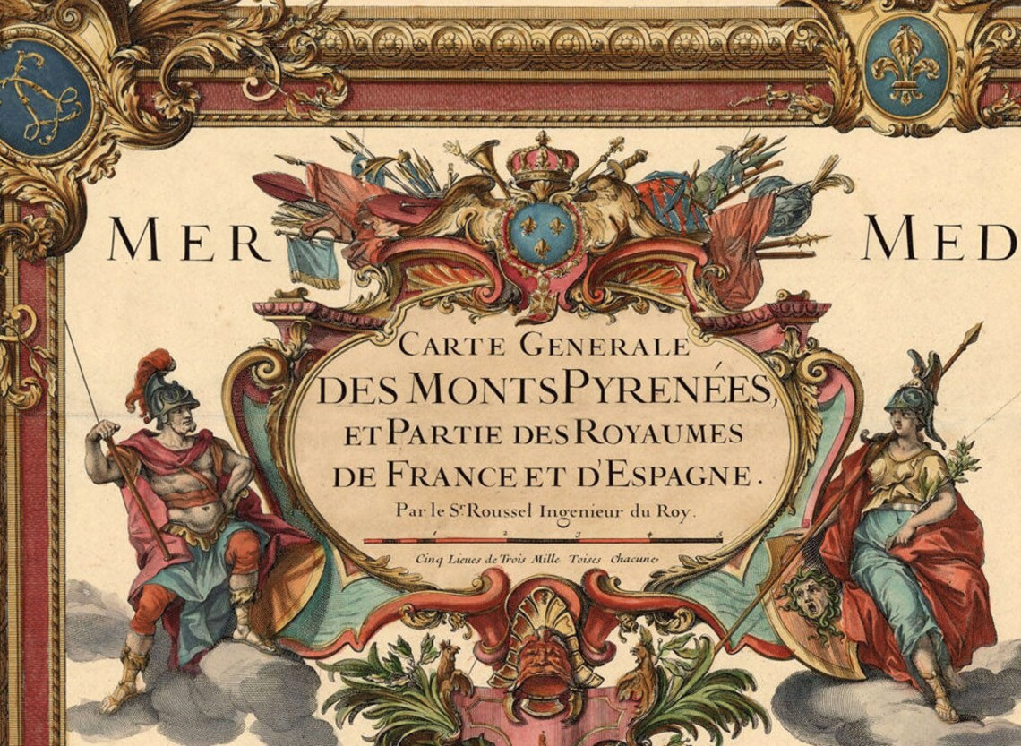 Old Map of Pyrenees Pirineus 1730 France Spain Vintage - Etsy