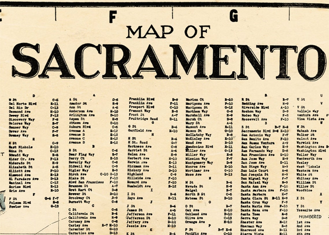 Old Map Sacramento California 1920 Vintage Poster Wall Art | Etsy