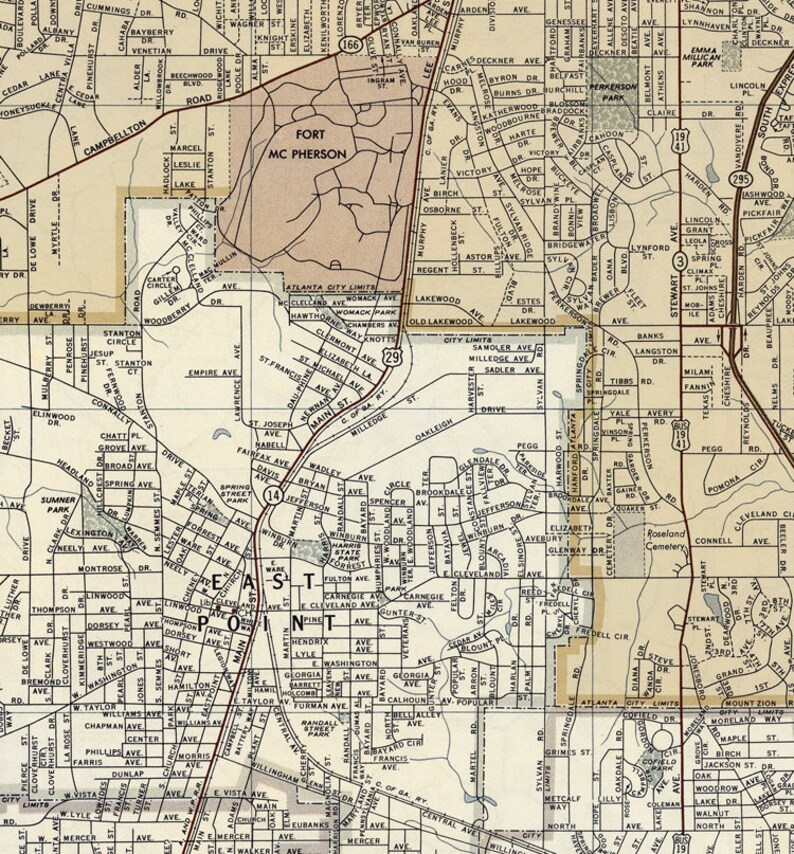 Old Map of Atlanta City Vintage Map Vintage Poster Wall Art - Etsy