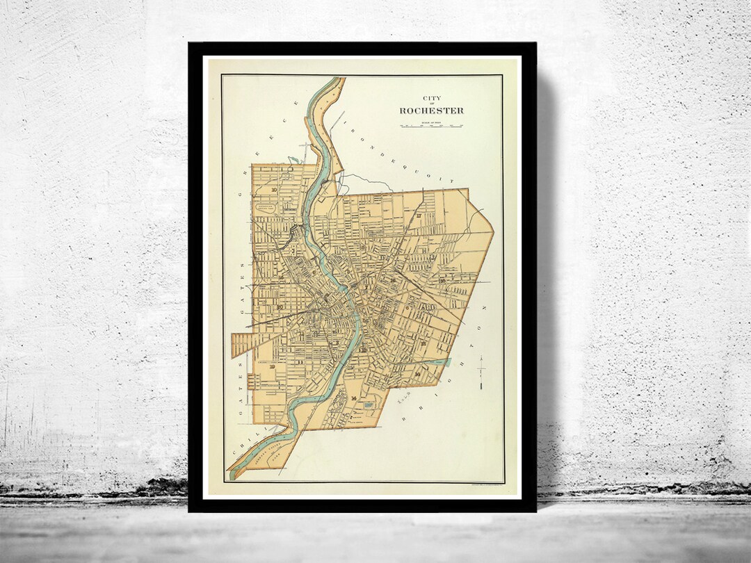 Old Map of Rochester United States 1895 Vintage Poster Wall Art Print ...