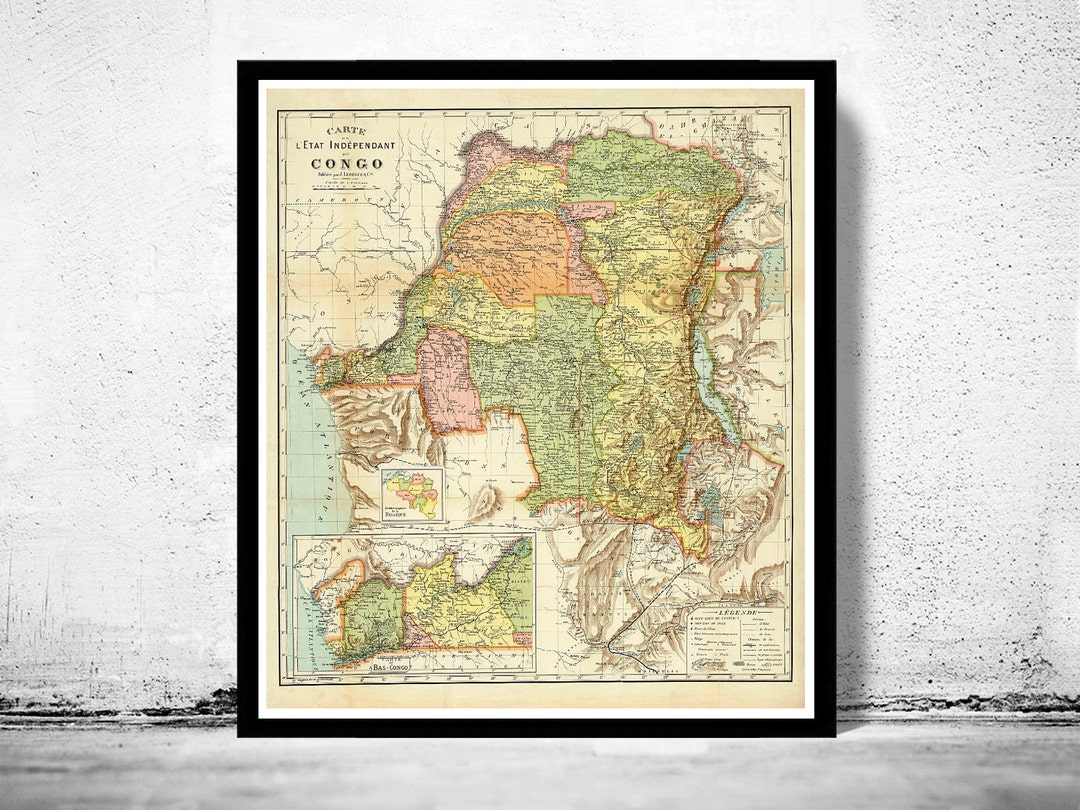 Old Map of Congo Africa 1910 Vintage Map Vintage Poster Wall Art Print ...