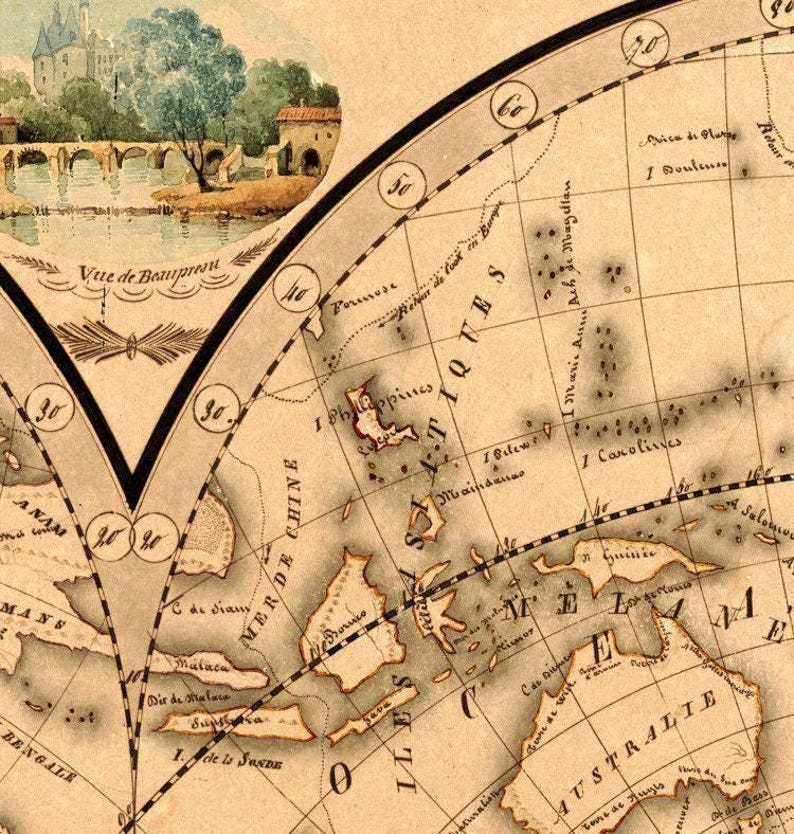 Old Map of the World 1839 Old Map of the World | Vintage World Map - Etsy