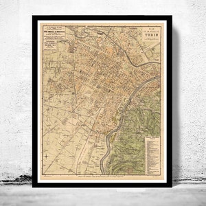 Old Map of Turin Torino Italy Italia 1911 Vintage Map Vintage Poster ...