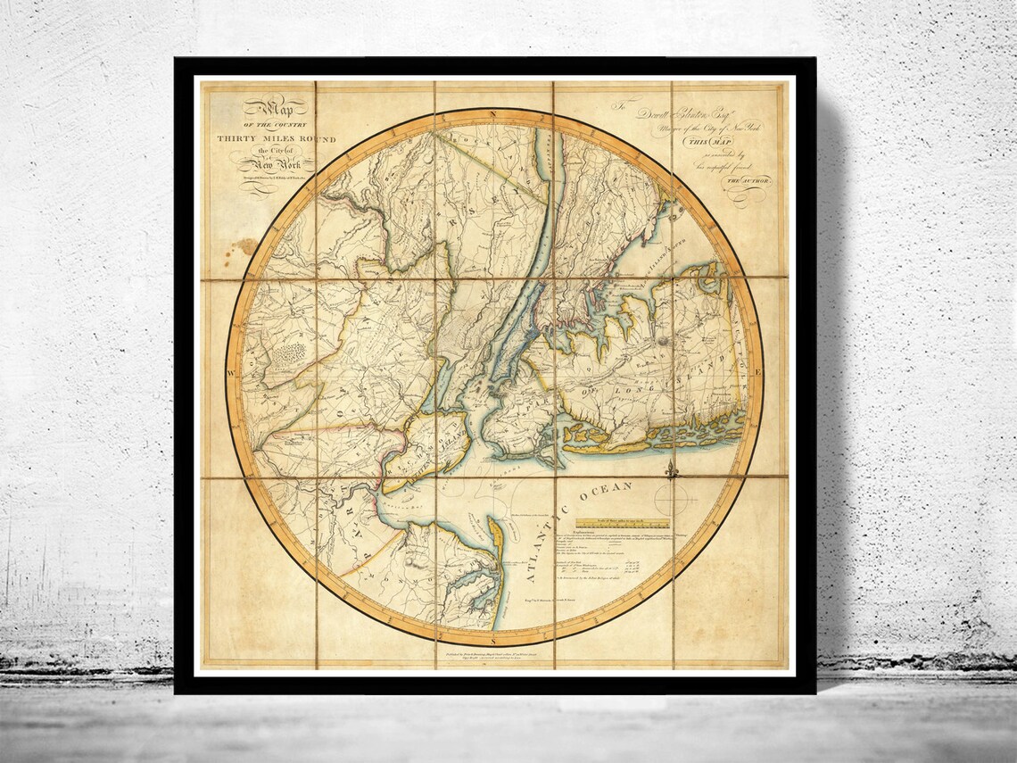 Old Map of New York and Environs 1811 Vintage Poster Wall - Etsy
