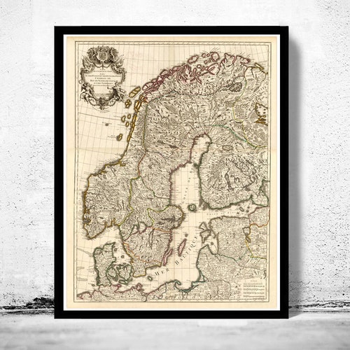Old Vintage Map of Norway Sweden Scandinavia Antique Norwegen - Etsy