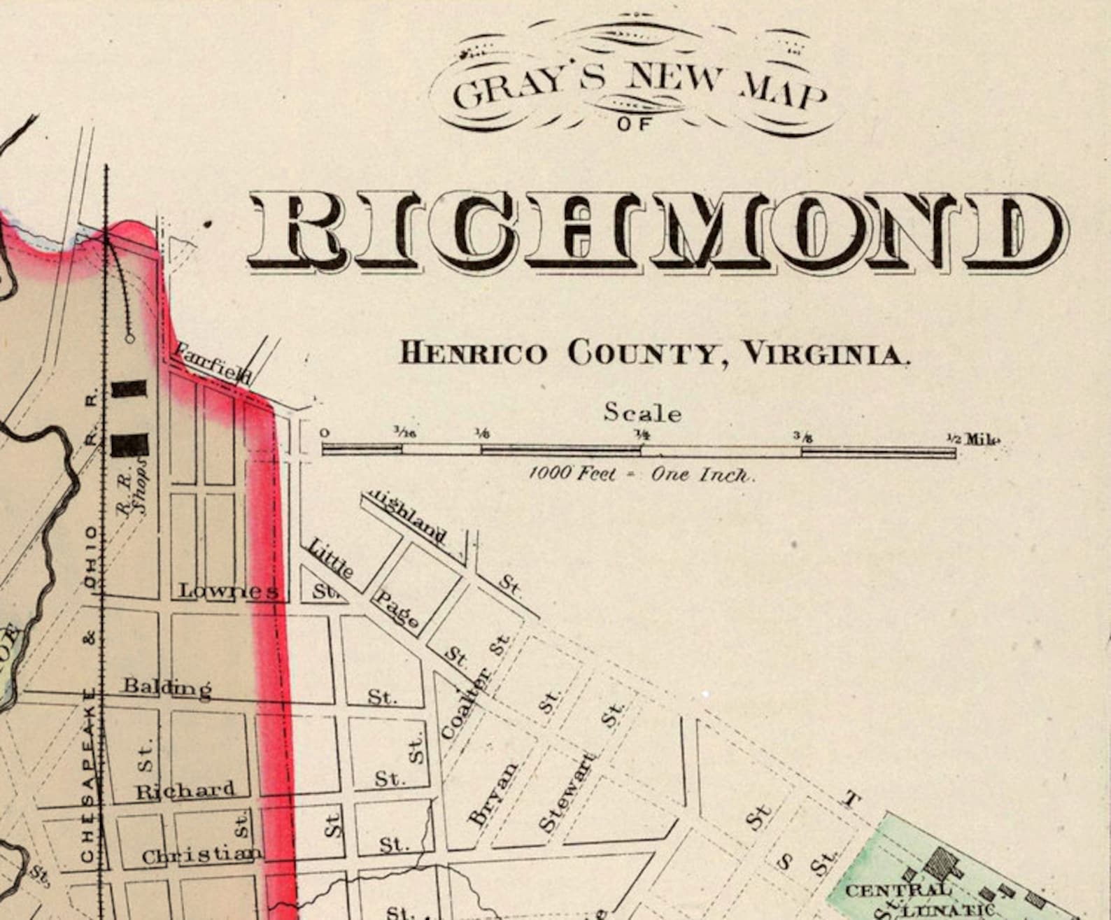 Old Map of Richmond Virginia 1884 Vintage Map Vintage Poster - Etsy
