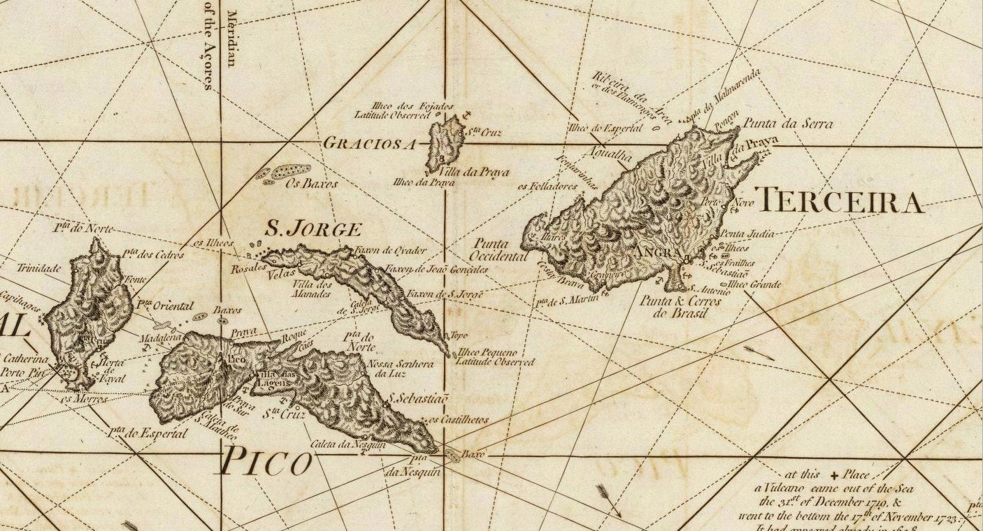 Old Map of Açores Azores Islands 1787 Portuguese Map - Etsy Canada