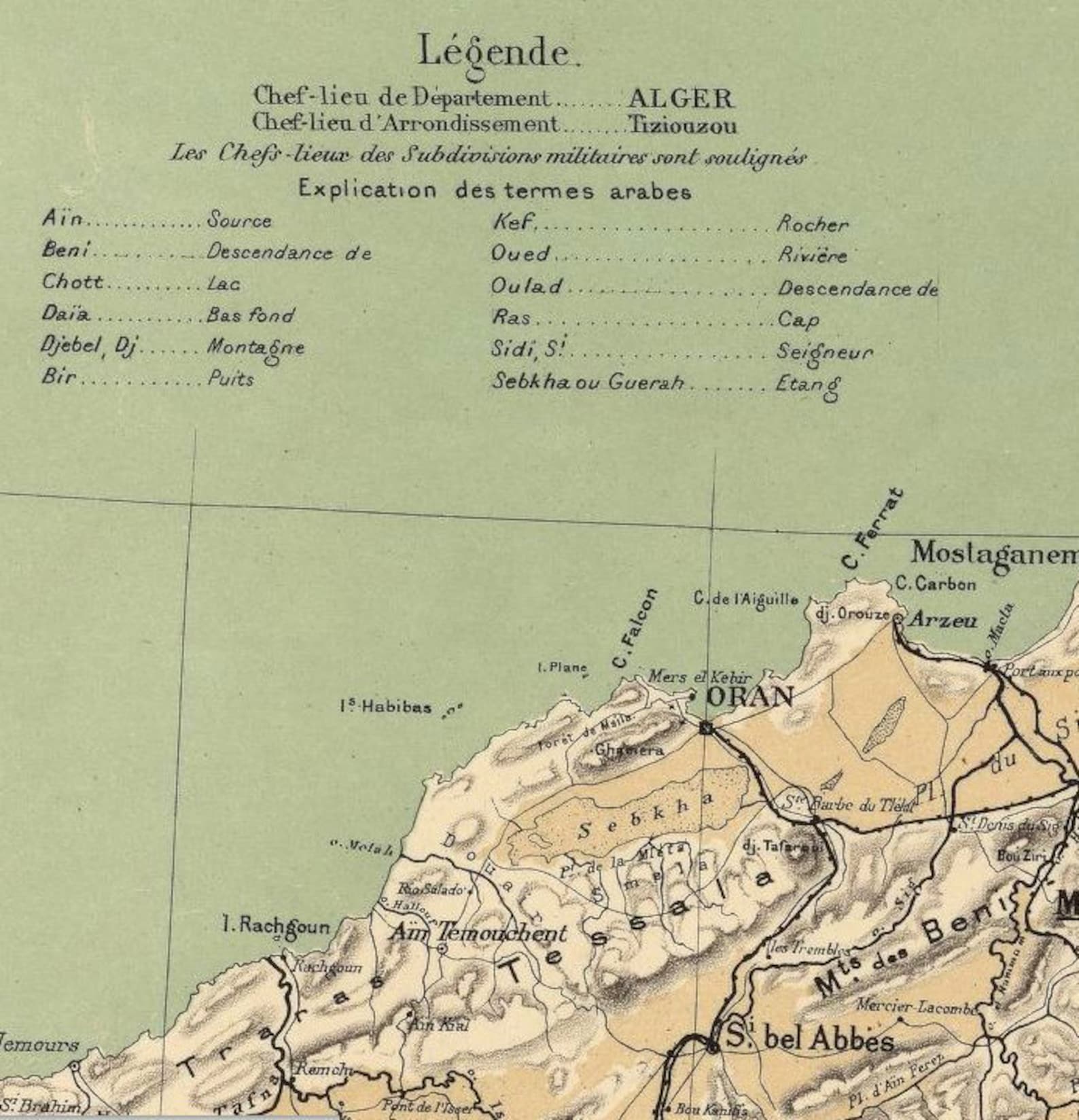 Old Map of Algeria Algerie 1884 Vintage Map Vintage Poster | Etsy