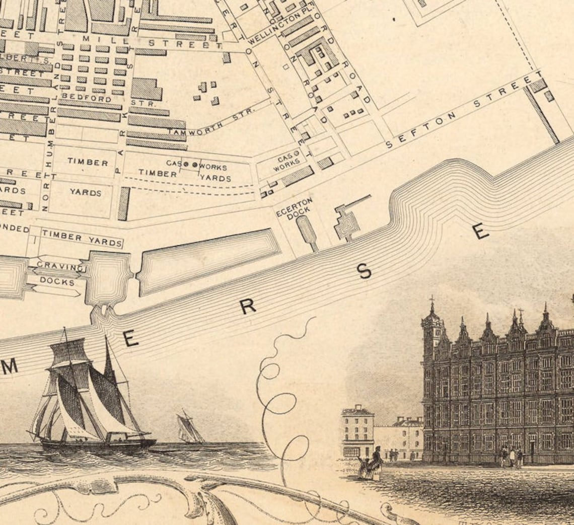 Old Map of Liverpool 1851 UK Vintage Map Vintage Poster Wall - Etsy