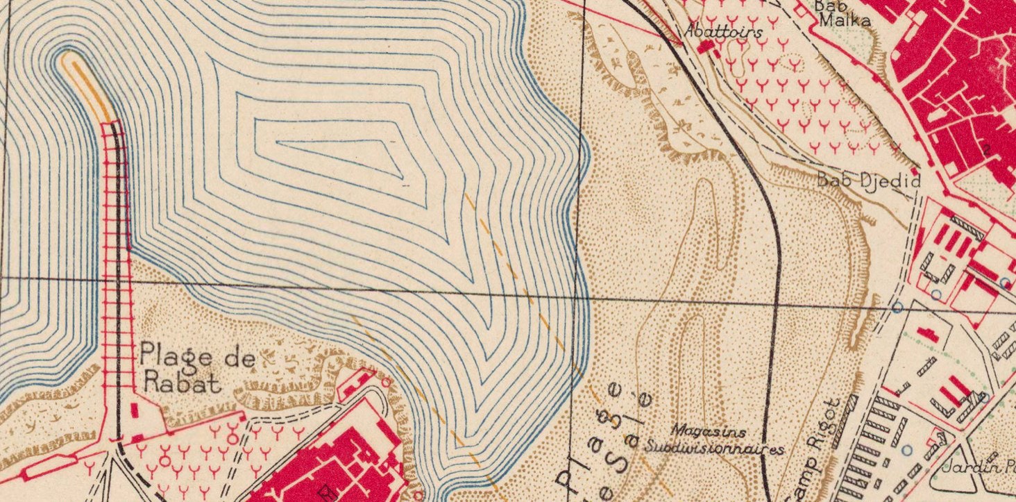 Old Map Of Rabat 1924 Vintage Map | Vintage Poster Wall Art Print ...