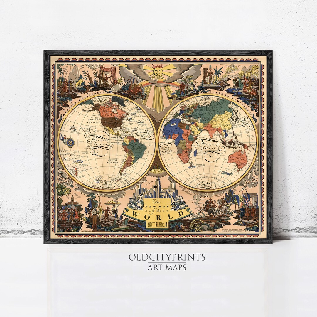 Old Map of the World 1928 Vintage Map | Vintage World Map - Etsy