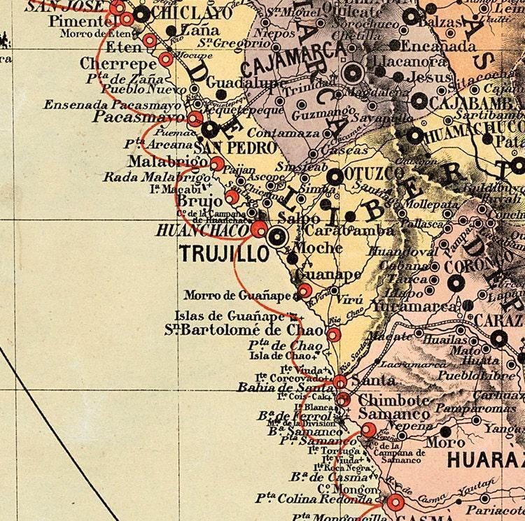 Old Map of Peru Lima 1871 Vintage Map | Wall Map Print - Etsy