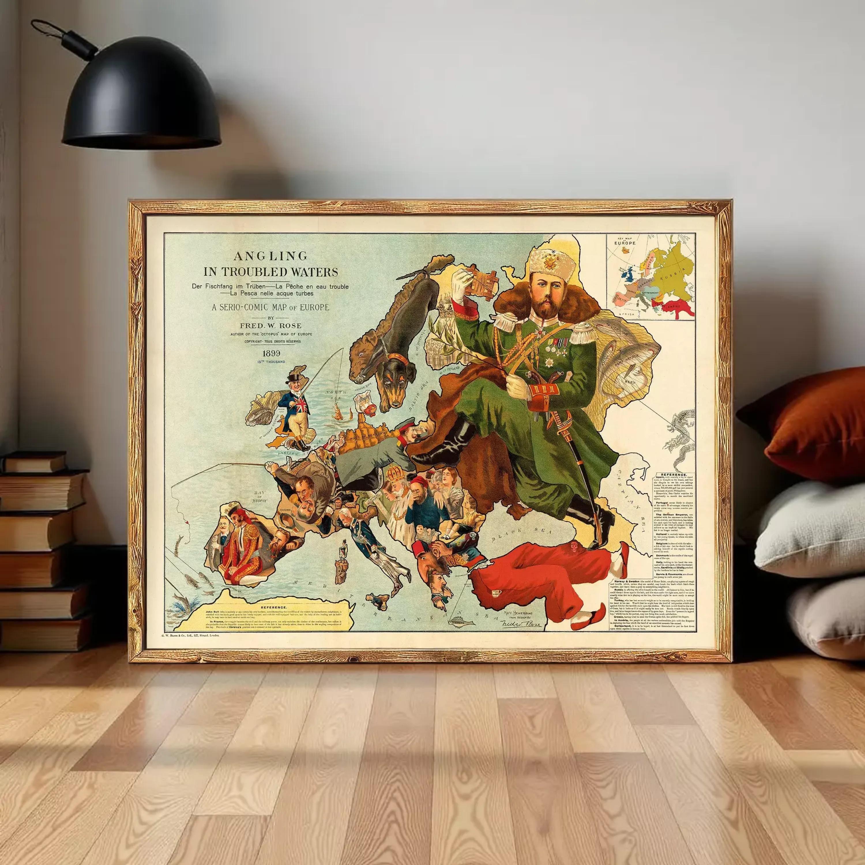 Vintage Comic Map of Europe 1899 Old Map | Wall Map Print - Etsy Australia